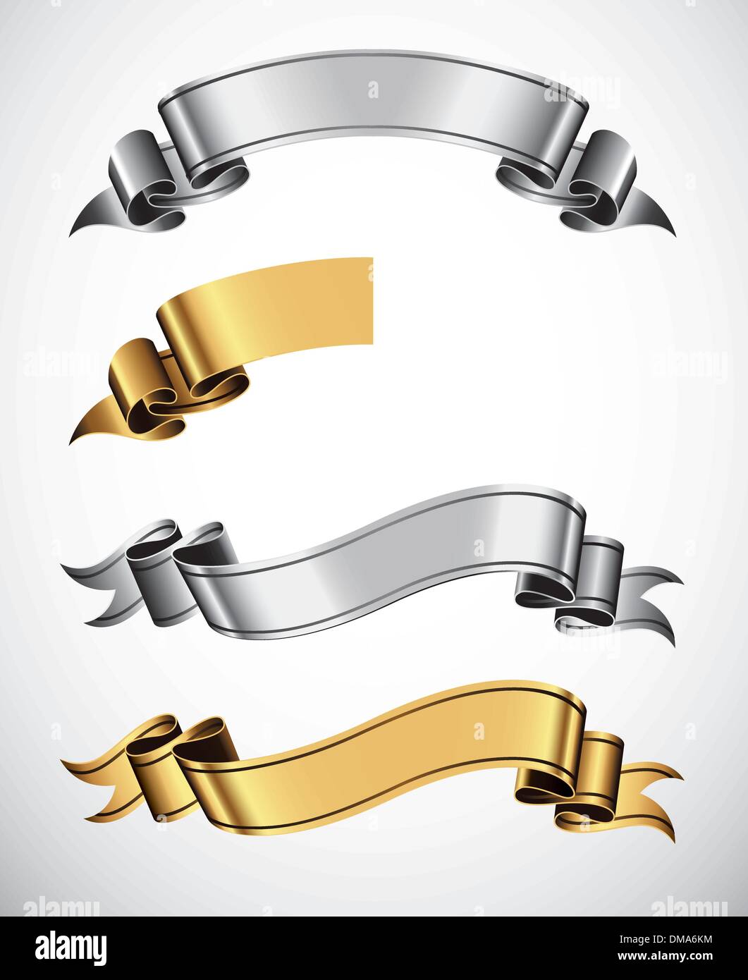 Gold ribbons set decoration hi-res stock photography and images - Alamy