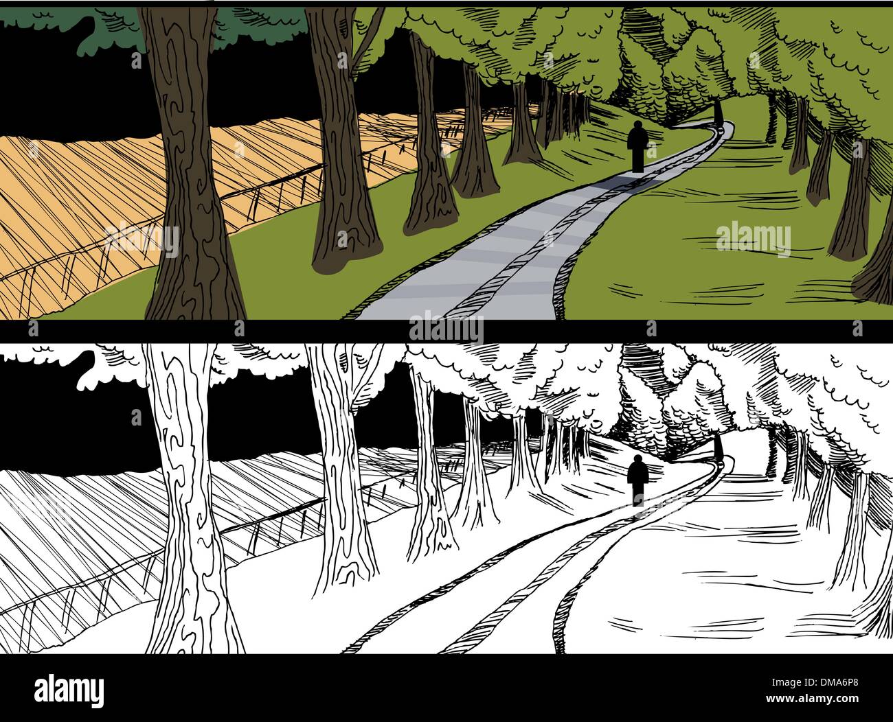 Walking on the path Stock Vector Images - Alamy