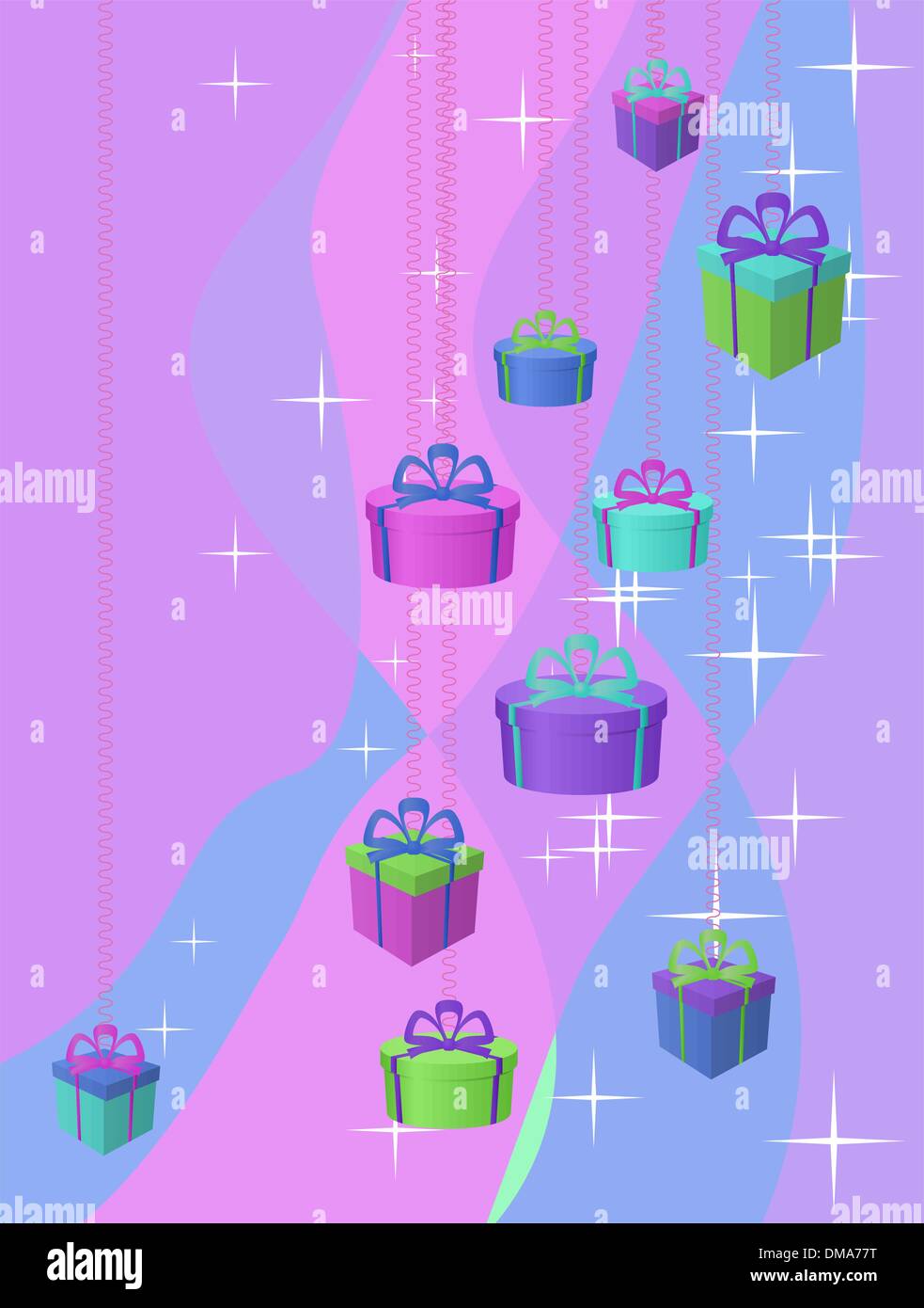 Stars gift boxes on colour background Stock Vector Images - Alamy