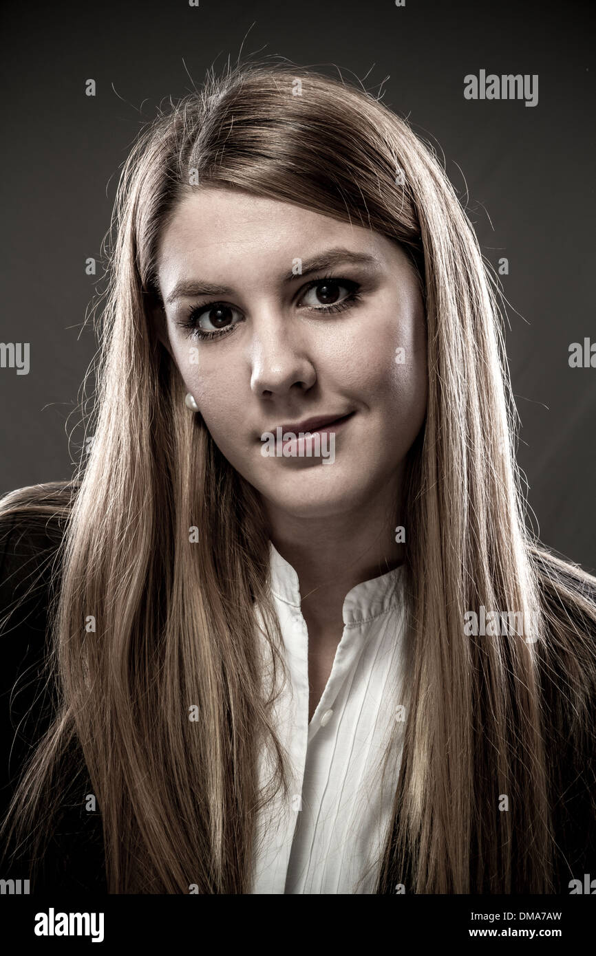 Portrait happy business woman posing hi-res stock photography and ...