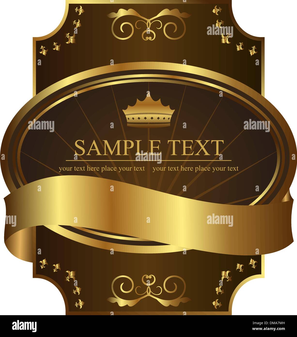 Golden royal label on black background with corners Stock Vector Image ...