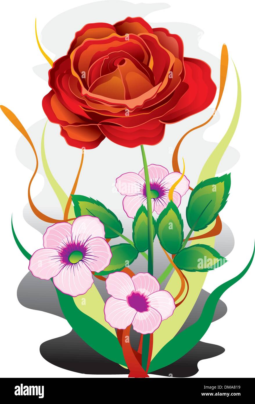 Red rose bouquet in Stock Vector Images - Alamy