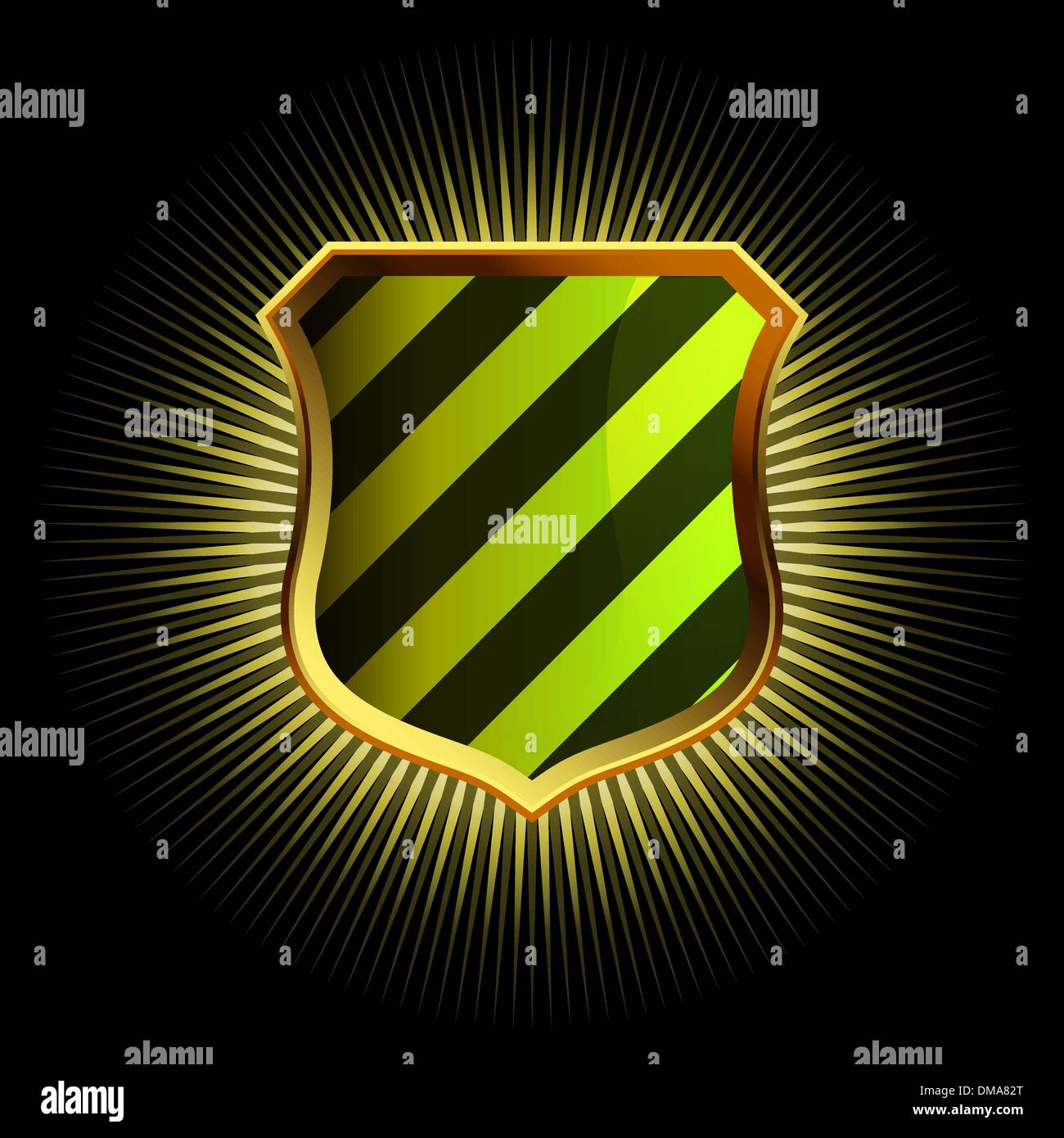 Shields in black and green hazard stripes. EPS 8 Stock Vector Image ...