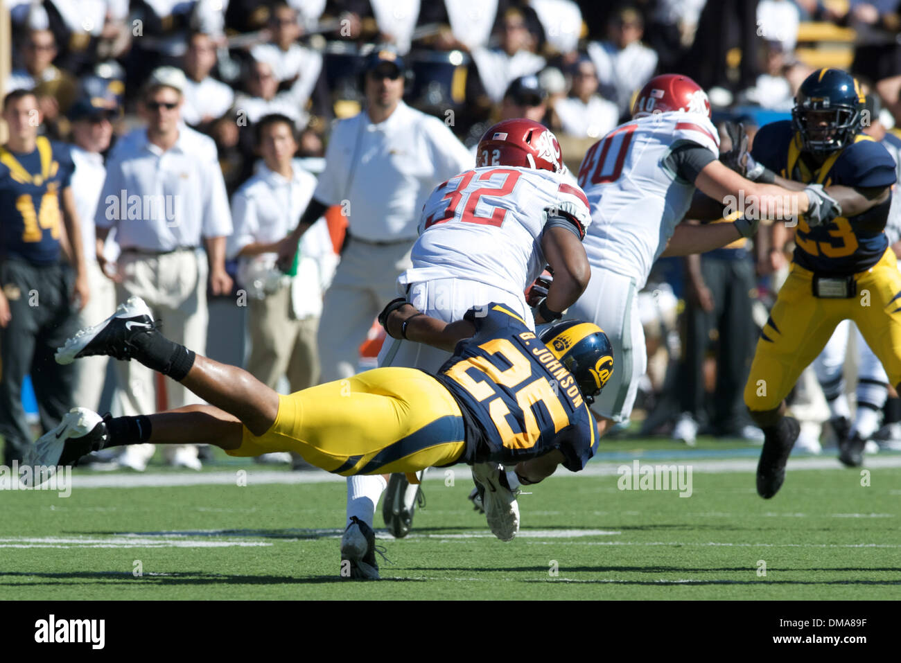 24 October 2009: Cal senior defensive back Brett Johnson tackles ...