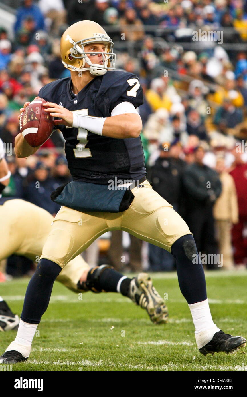 24 October 2009: Notre Dame quarterback Jimmy Clausen (7) during game ...