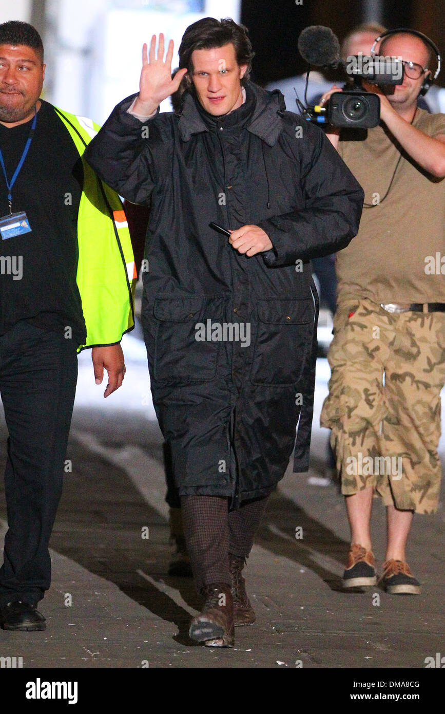 Matt Smith filming BBC Christmas Day special of Doctor Who with a ...