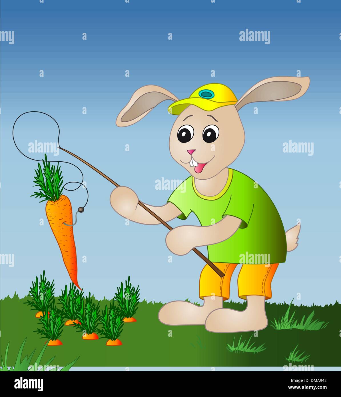 Rabbit fishing carrot Stock Vector Image & Art - Alamy