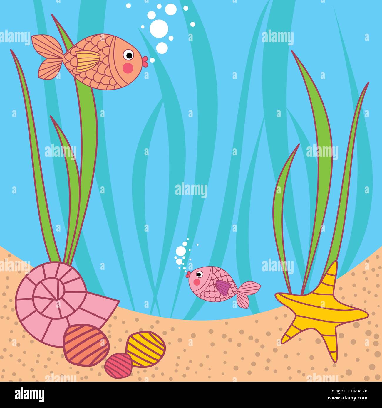 card with cartoons fish Stock Vector Image & Art - Alamy