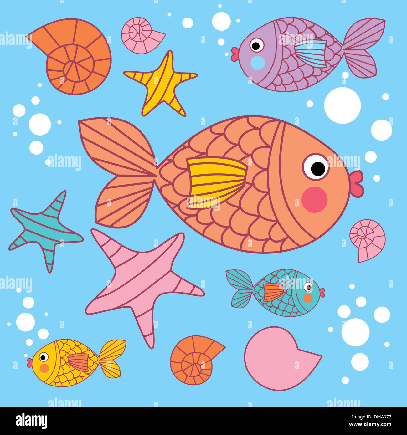 background with cartoons fish Stock Vector Image & Art - Alamy