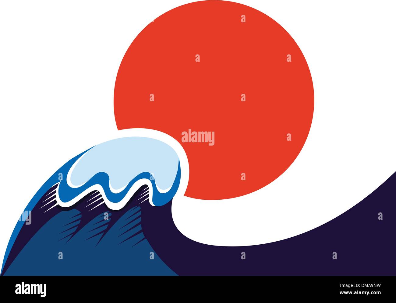 Japan symbol of sun and tsunami wawe isolated on white Stock Vector ...