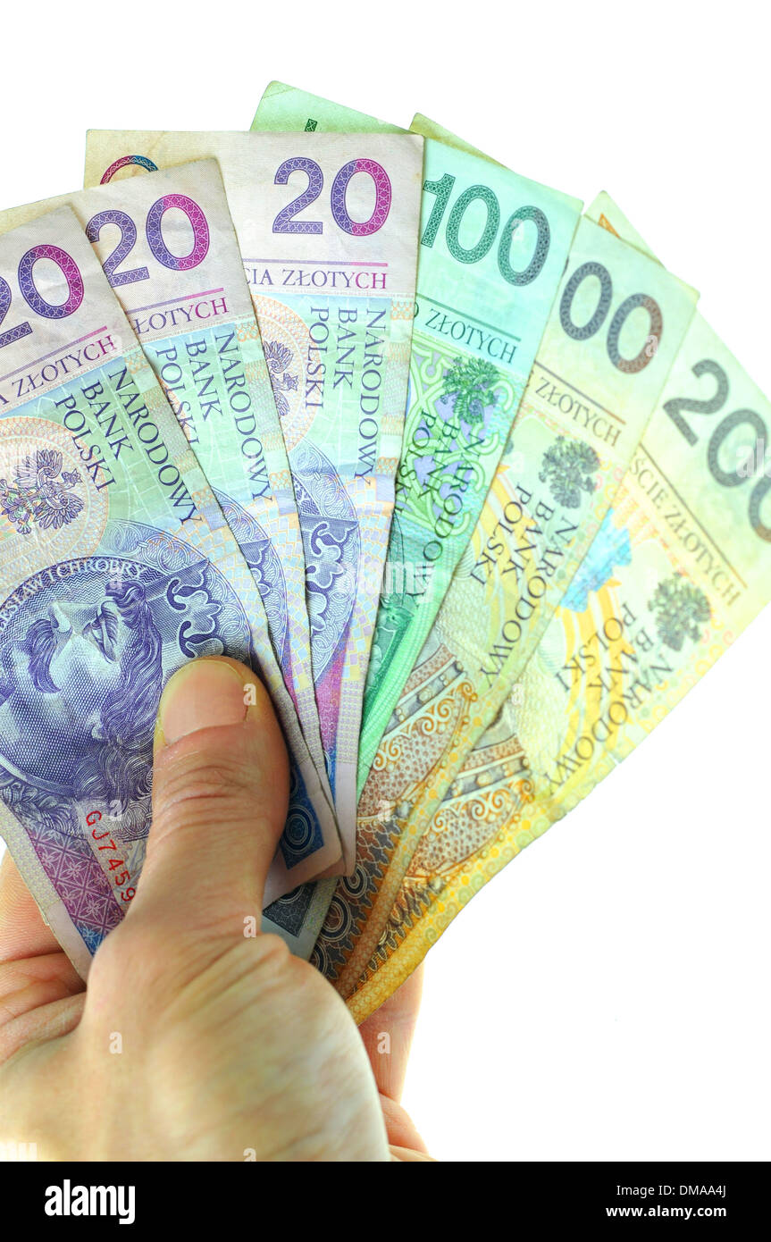 Polish Zloty isolated against white Stock Photo - Alamy