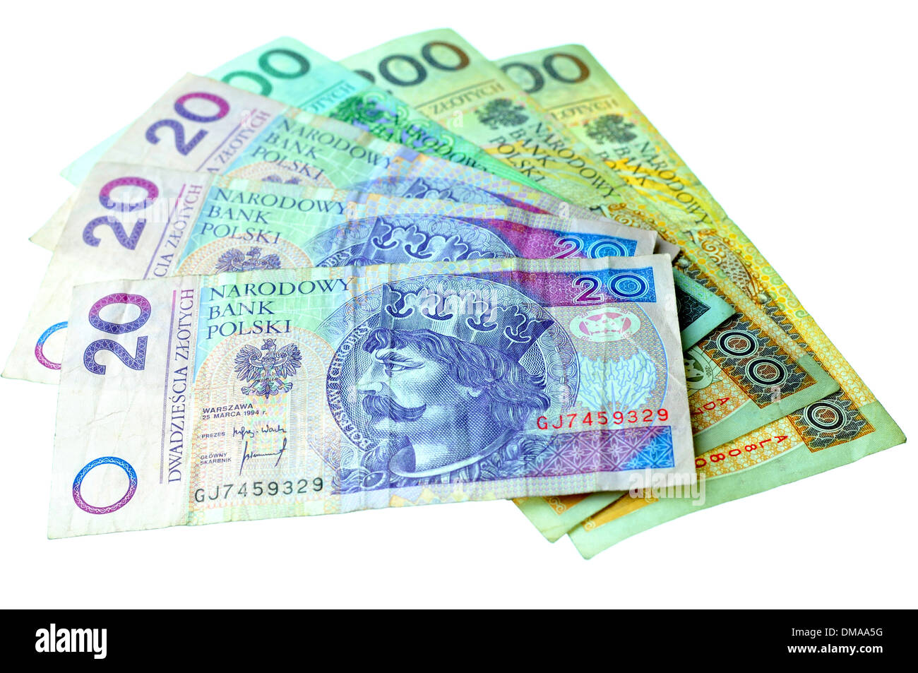 Polish Zloty isolated against white Stock Photo - Alamy