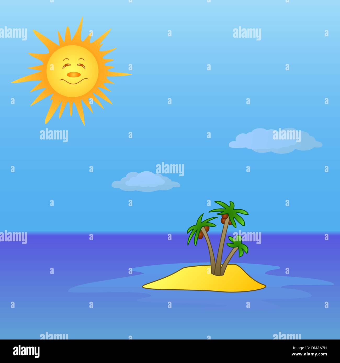 View sea island sky Stock Vector Images - Alamy