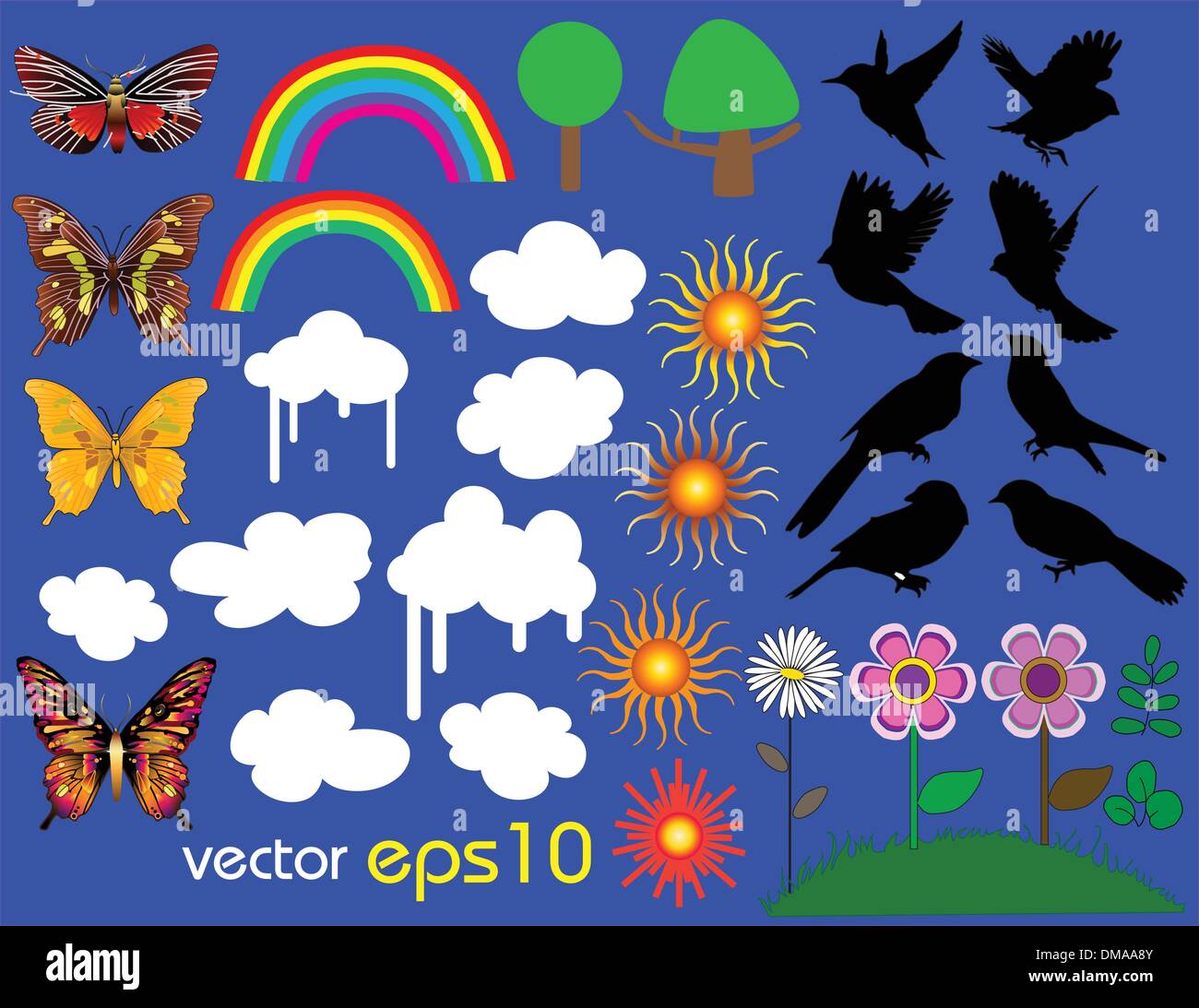 Summer set sun rainbow Stock Vector Images - Alamy