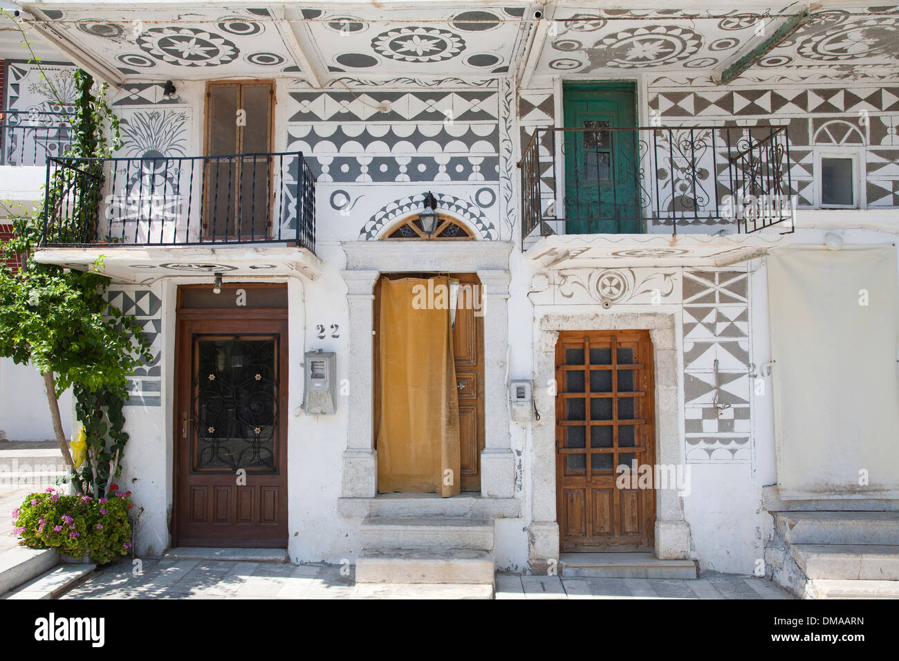 pyrgi village, island of chios, north east aegean sea, greece, europe ...