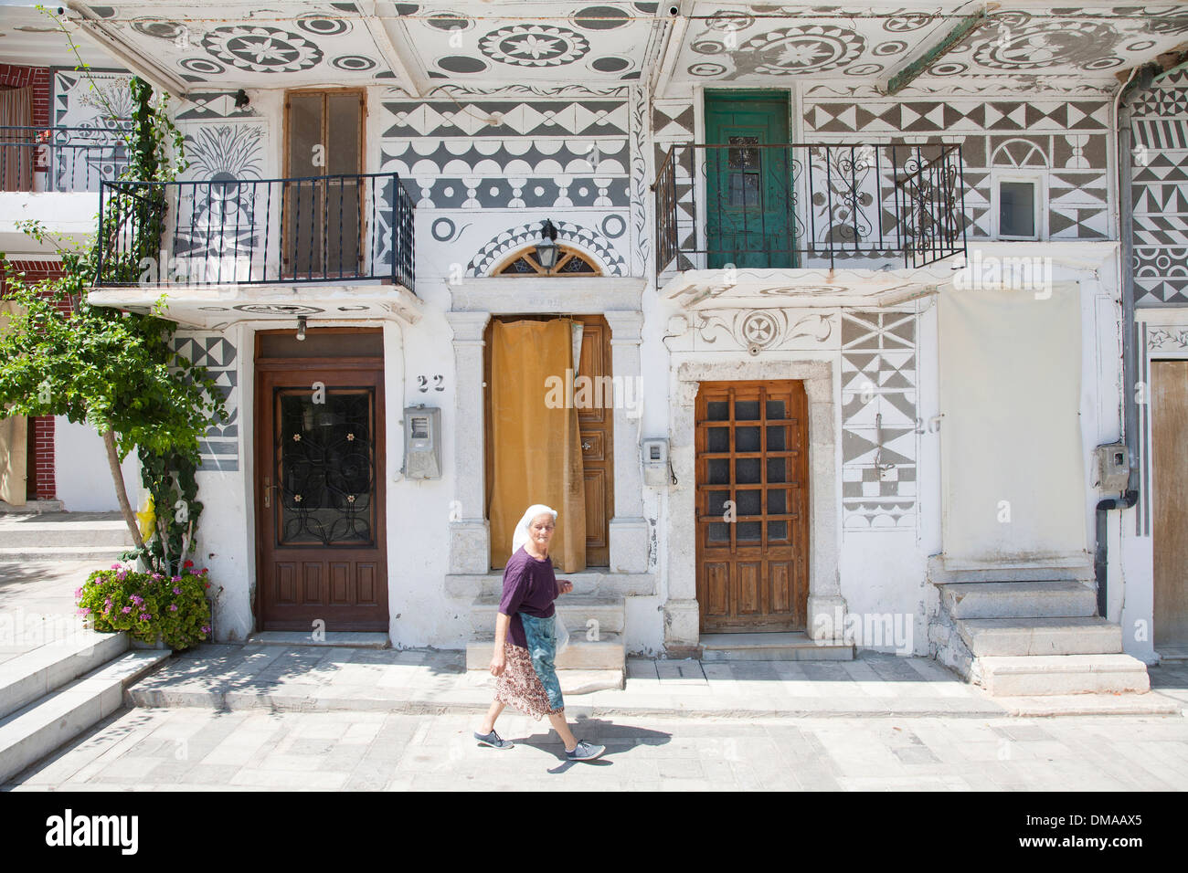 pyrgi village, island of chios, north east aegean sea, greece, europe ...