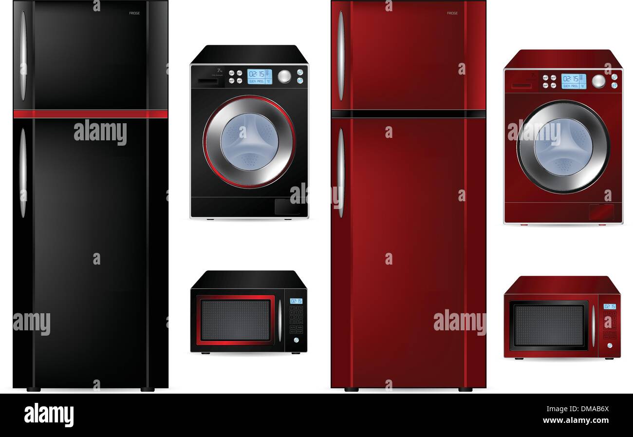 Refrigerator, Washing Machine and Microwave - Vector Illustratio Stock ...