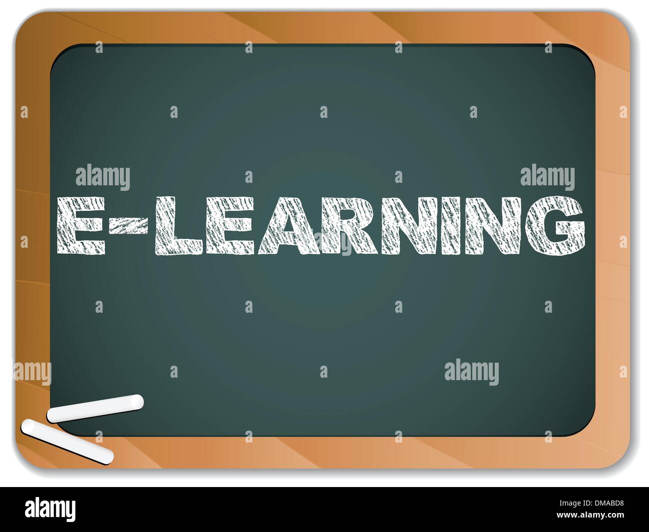 Blackboard with E-learning Message written with Chalk Stock Vector ...