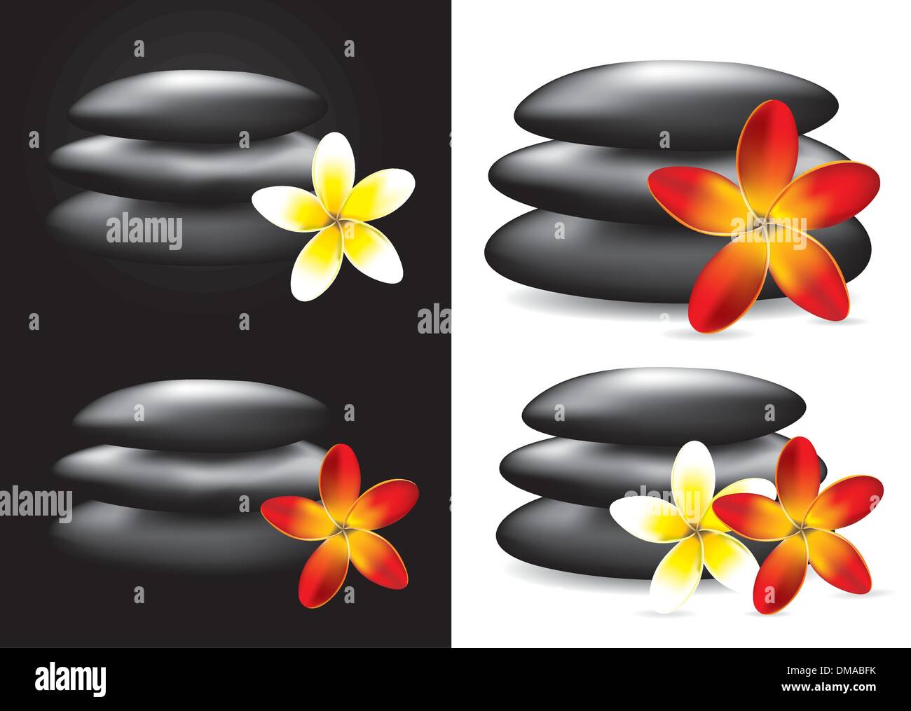 Spa hot stones and flower, zen concept - vector illustration Stock ...