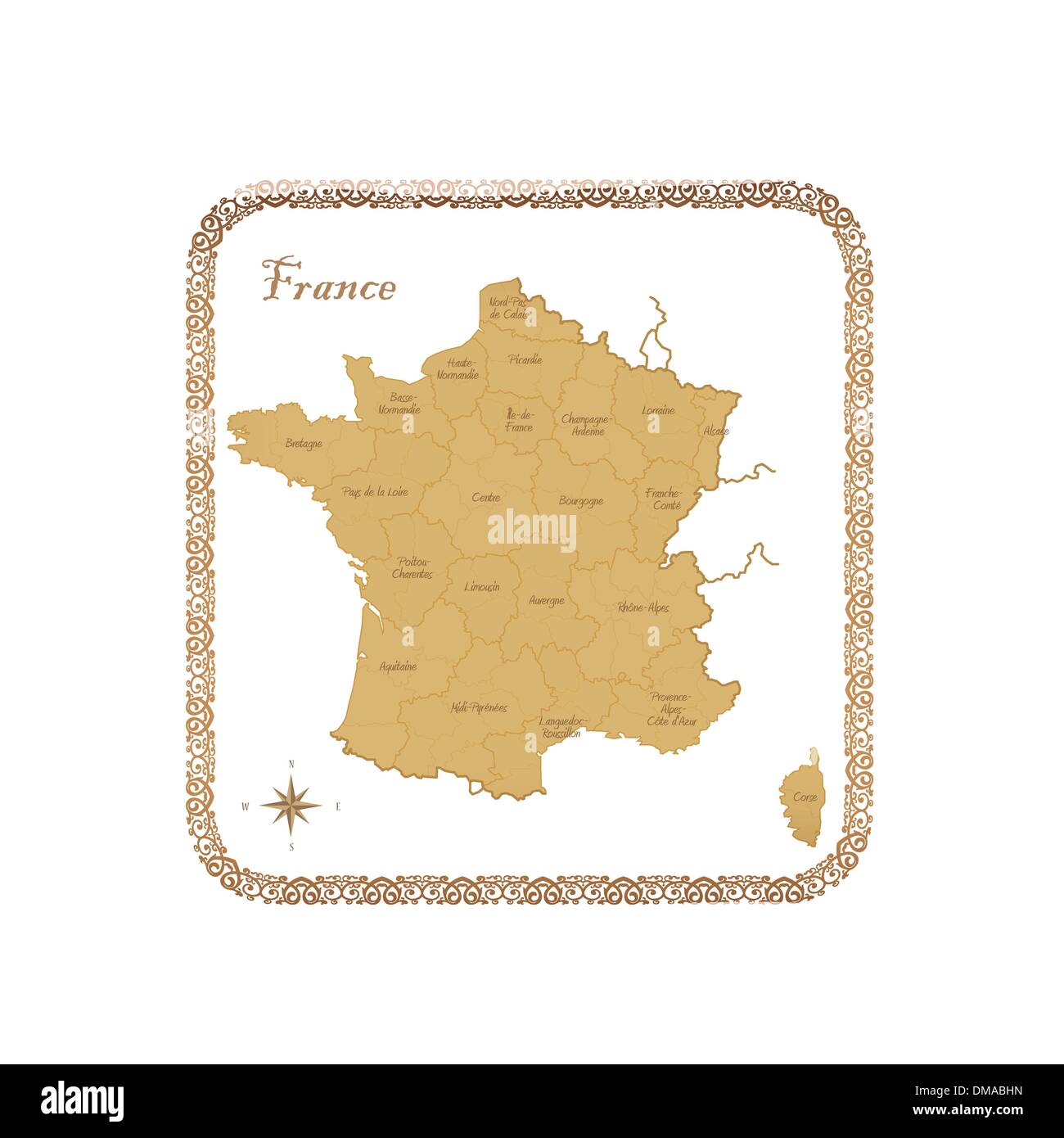Retro map of france hi-res stock photography and images - Alamy