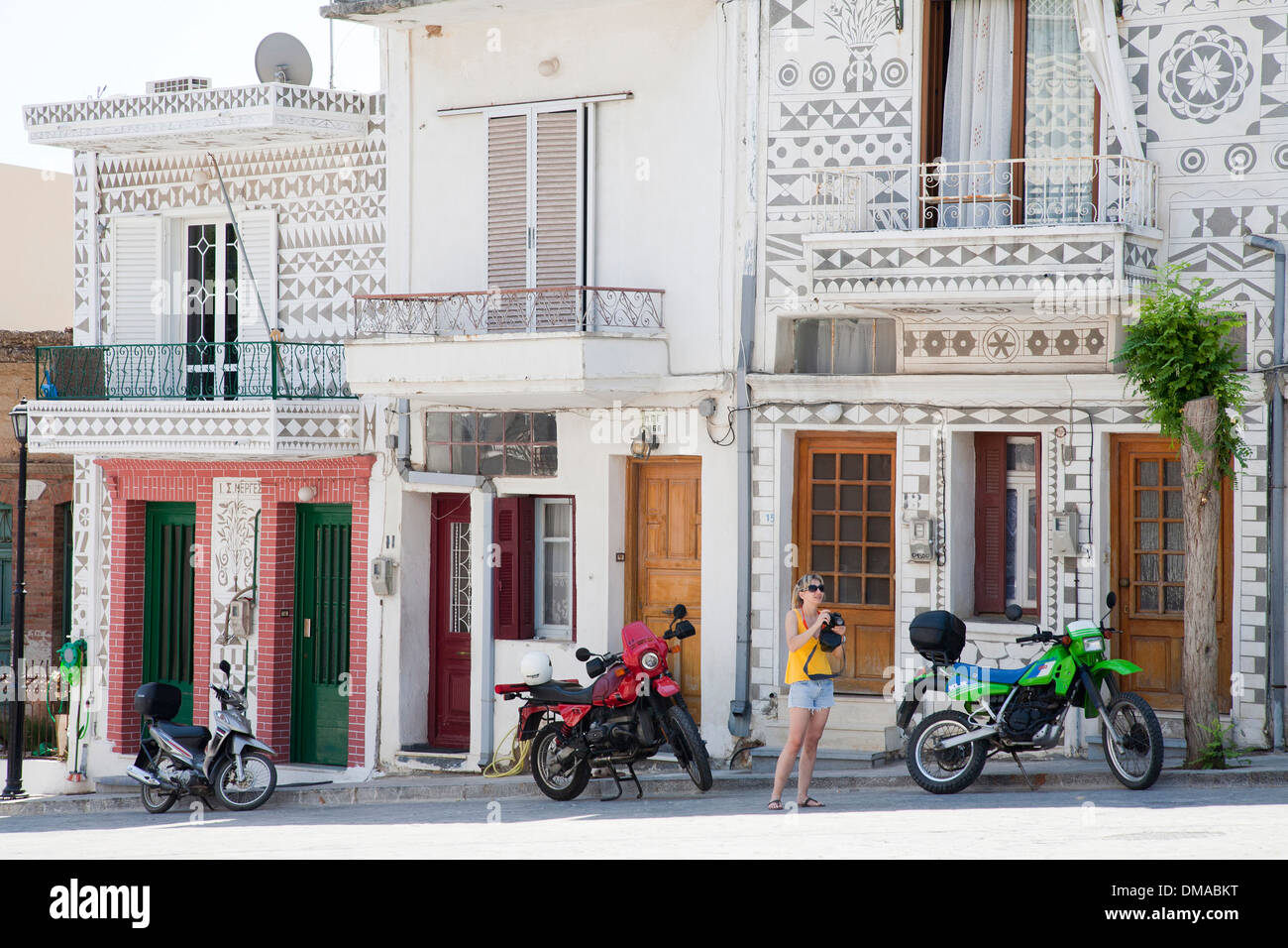 pyrgi village, island of chios, north east aegean sea, greece, europe ...