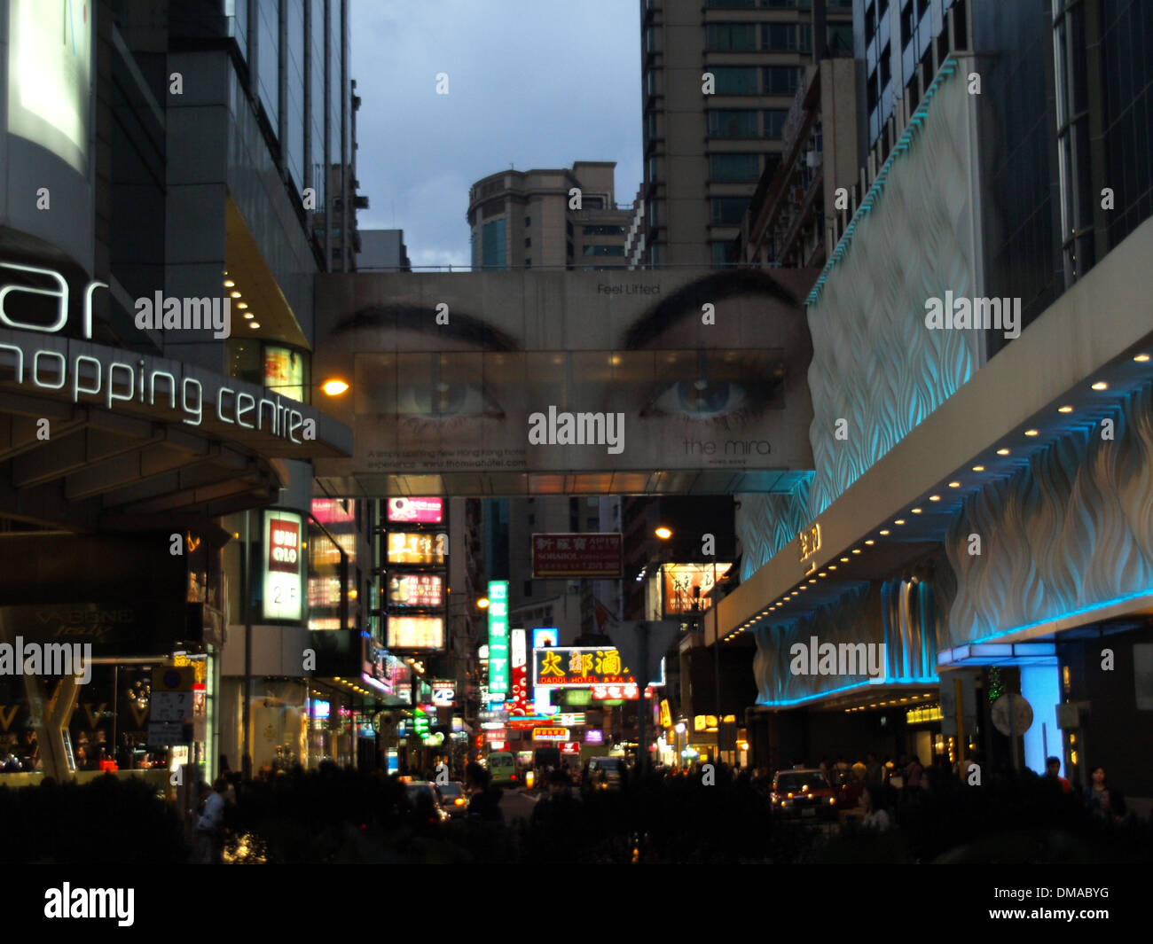 Hong Kong Busy shopping street at night Stock Photo - Alamy