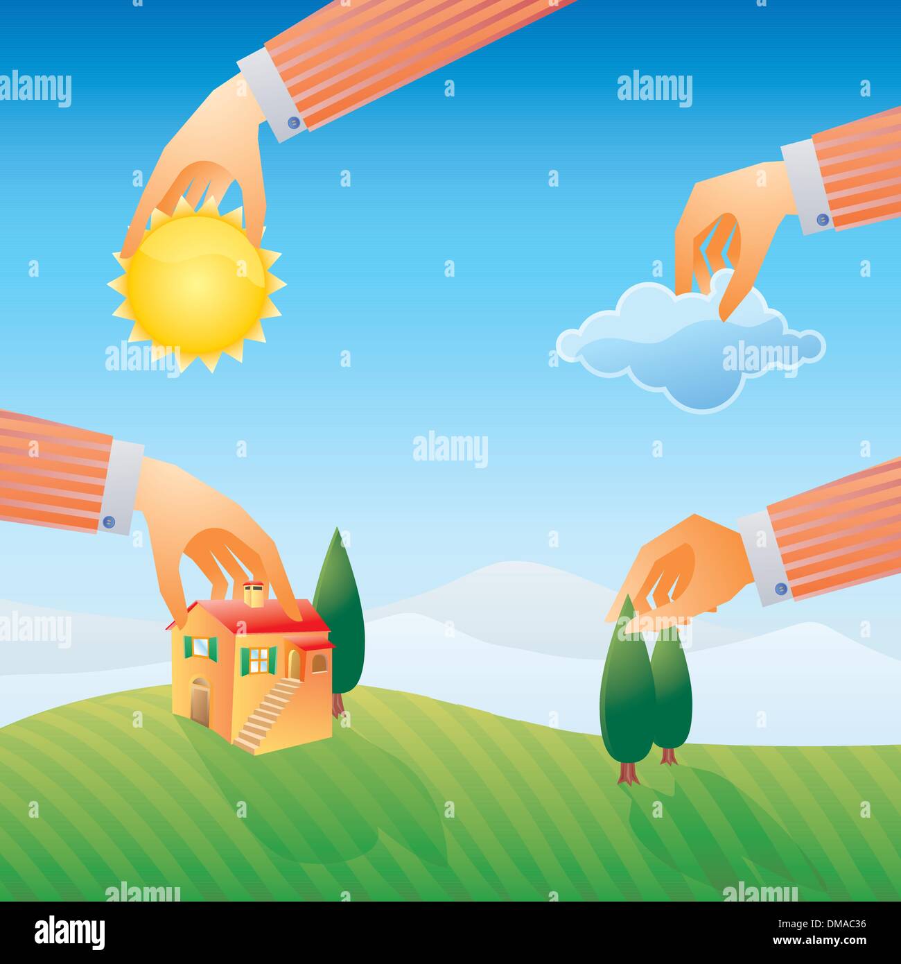 Typical tuscan landscape Stock Vector Images - Alamy