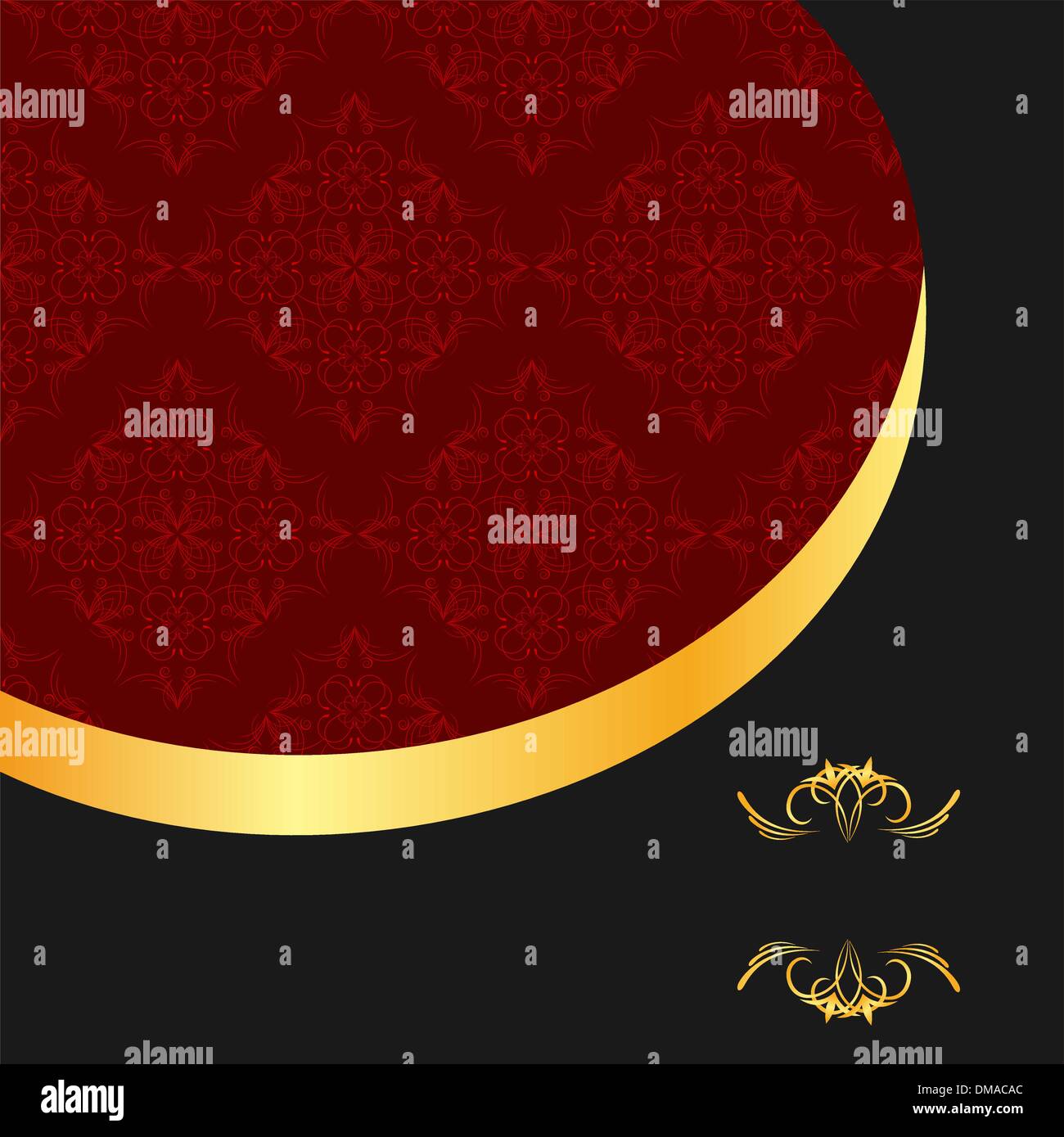 Illustration the black gold red invitation frame for elegant des Stock ...