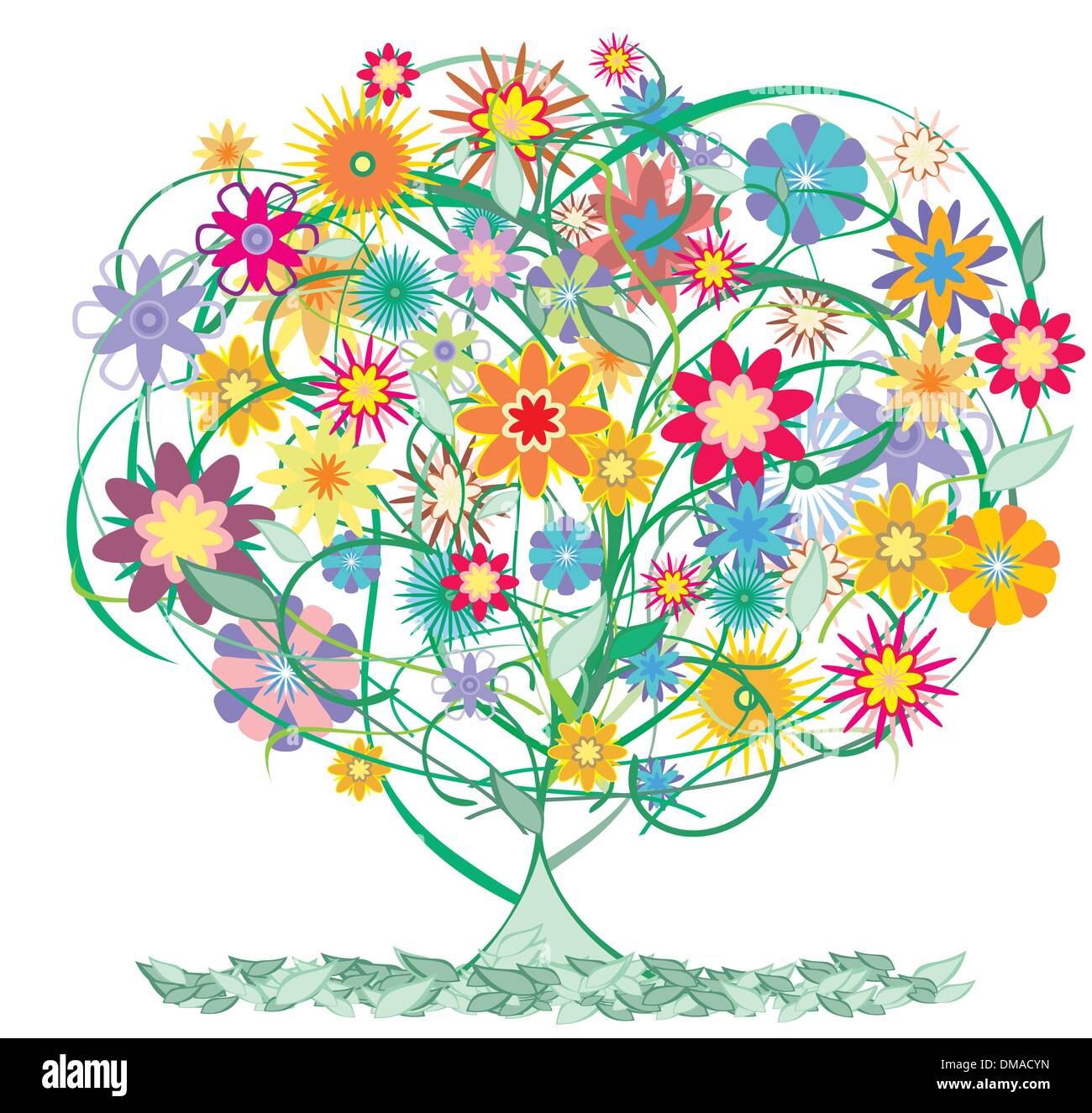 Vector tree with flowers Stock Vector Image & Art - Alamy
