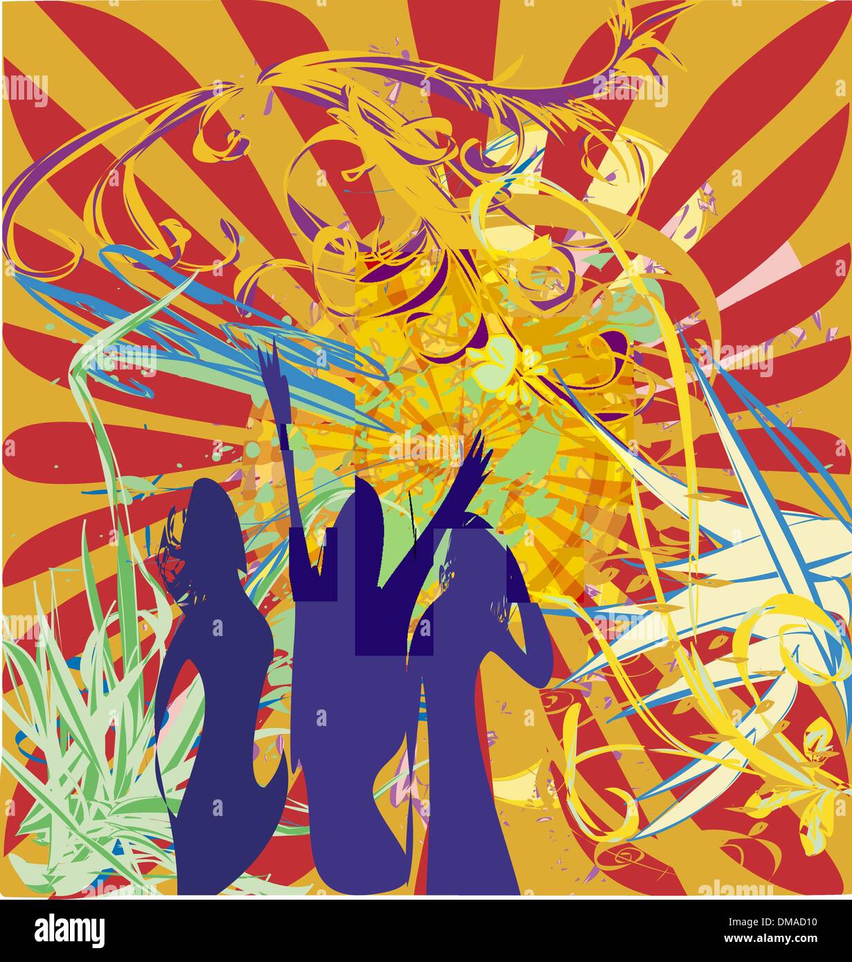 3 women dancing Stock Vector Images - Alamy