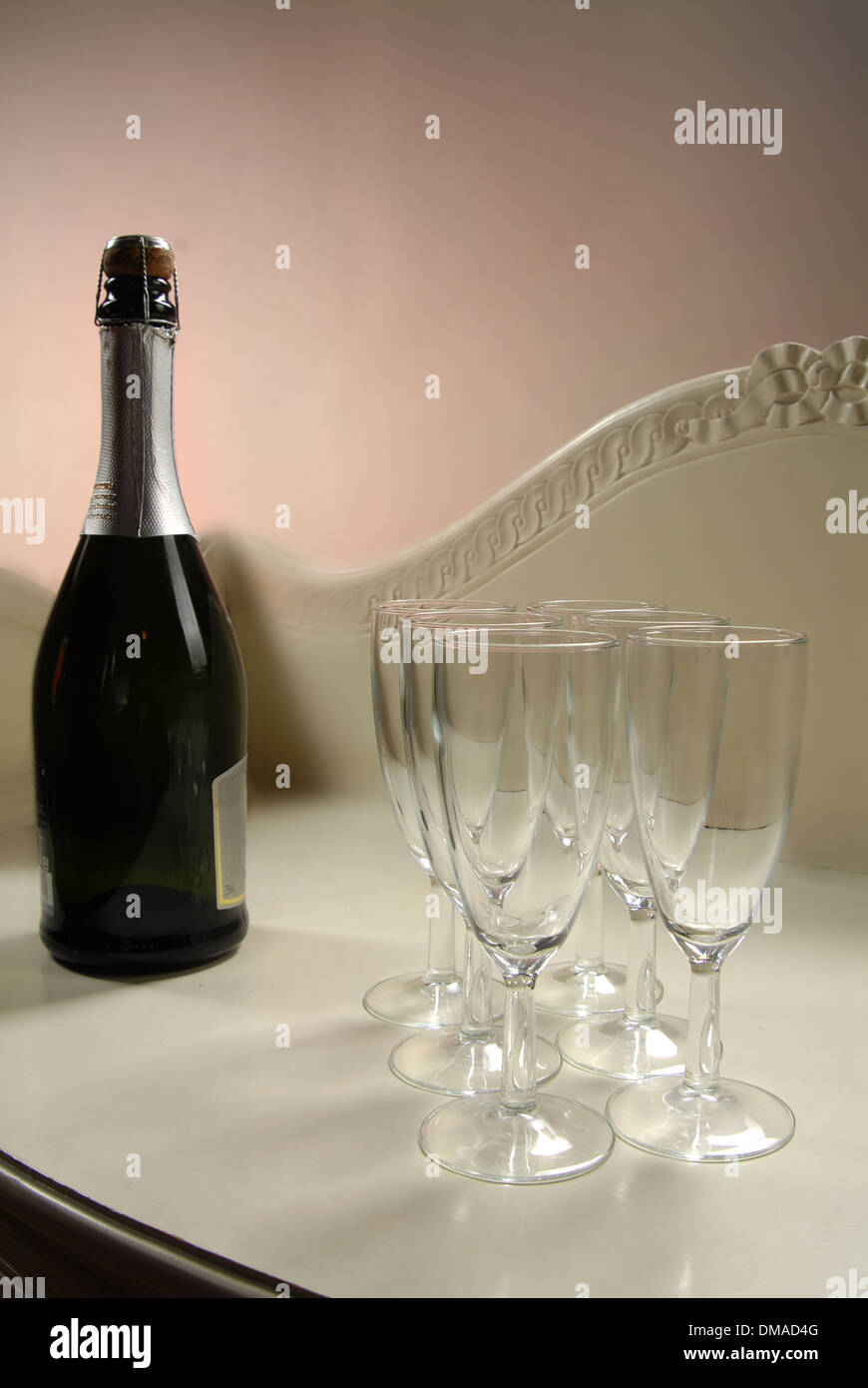 pouring champagne and fireworks on a white background Stock Photo - Alamy