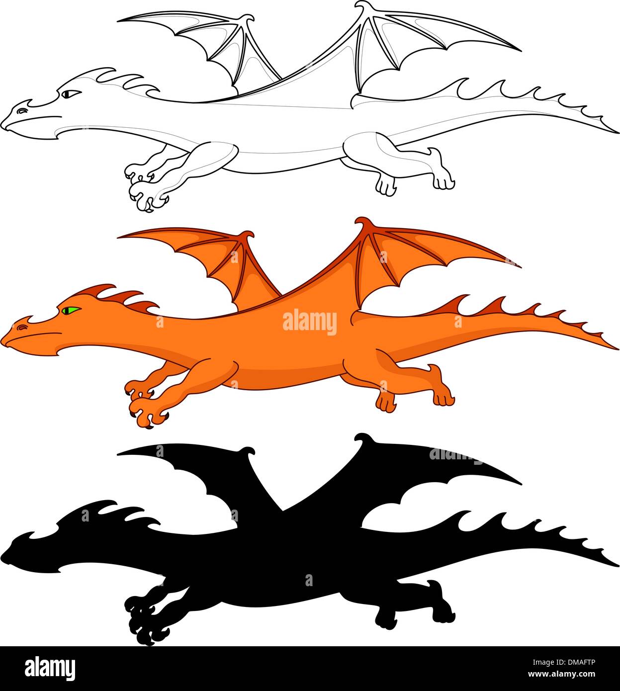 Vector fantastic dragon three variants hi-res stock photography and ...