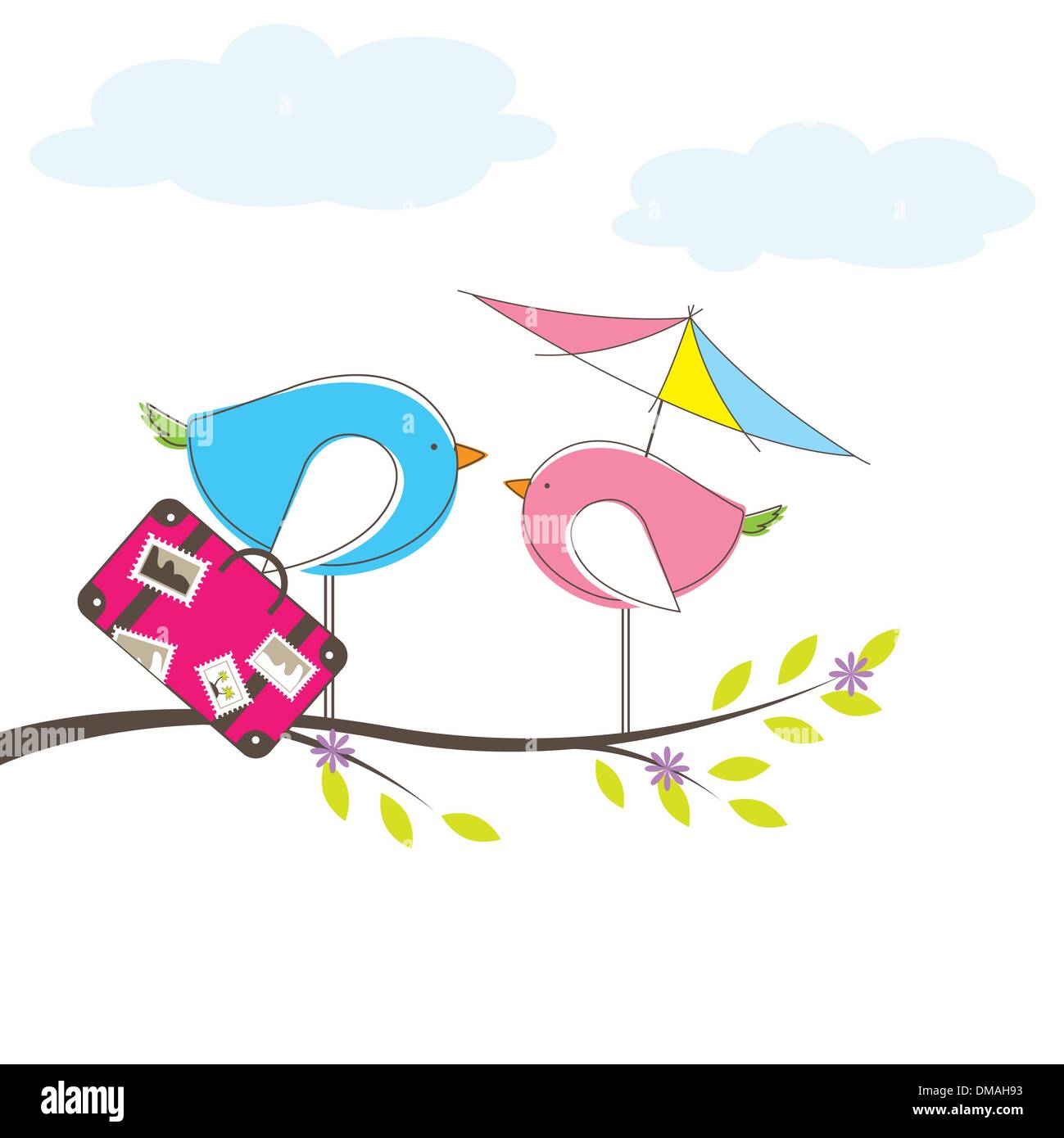 Vector tropical plant bird Cut Out Stock Images & Pictures - Alamy