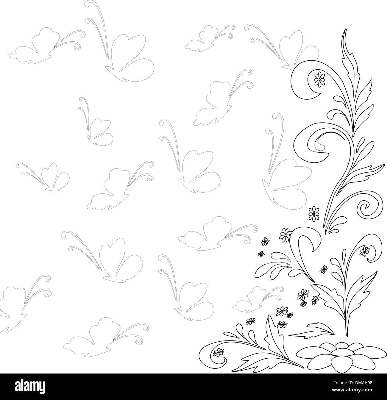 Natural flowers background vector Black and White Stock Photos & Images ...