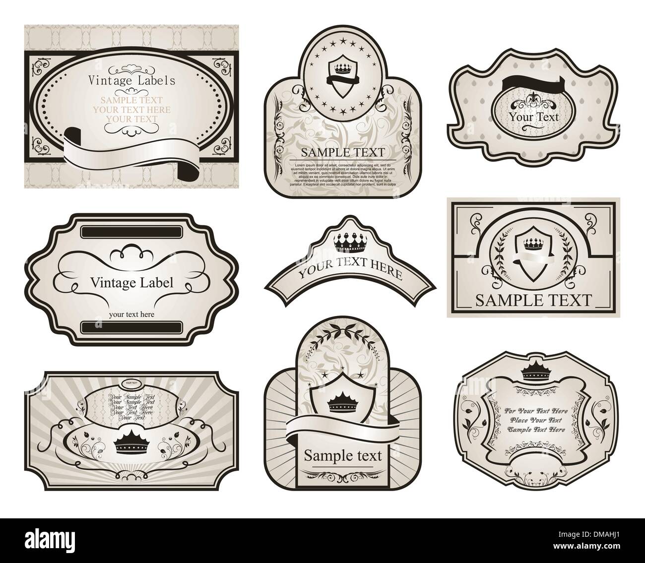 set retro variation vintage labels (2 Stock Vector Image & Art - Alamy