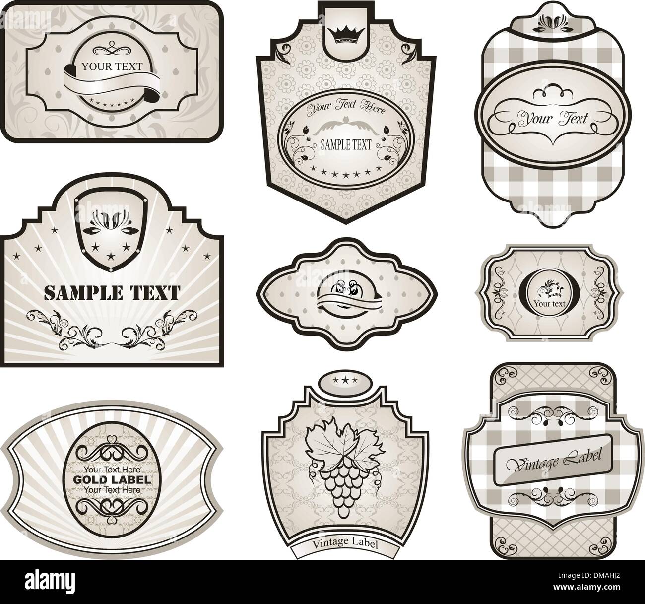 set retro variation vintage labels Stock Vector Image & Art - Alamy