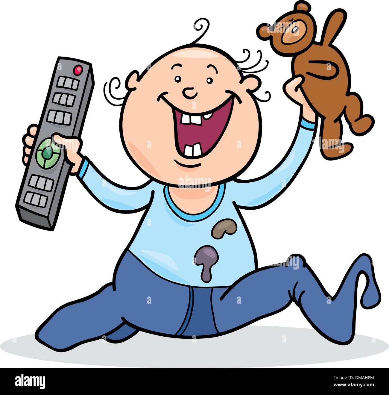baby boy with remote control and teddy bear Stock Vector Image & Art ...