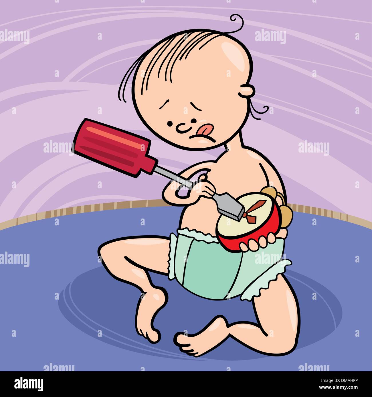 baby boy destroying the clock Stock Vector Image & Art - Alamy