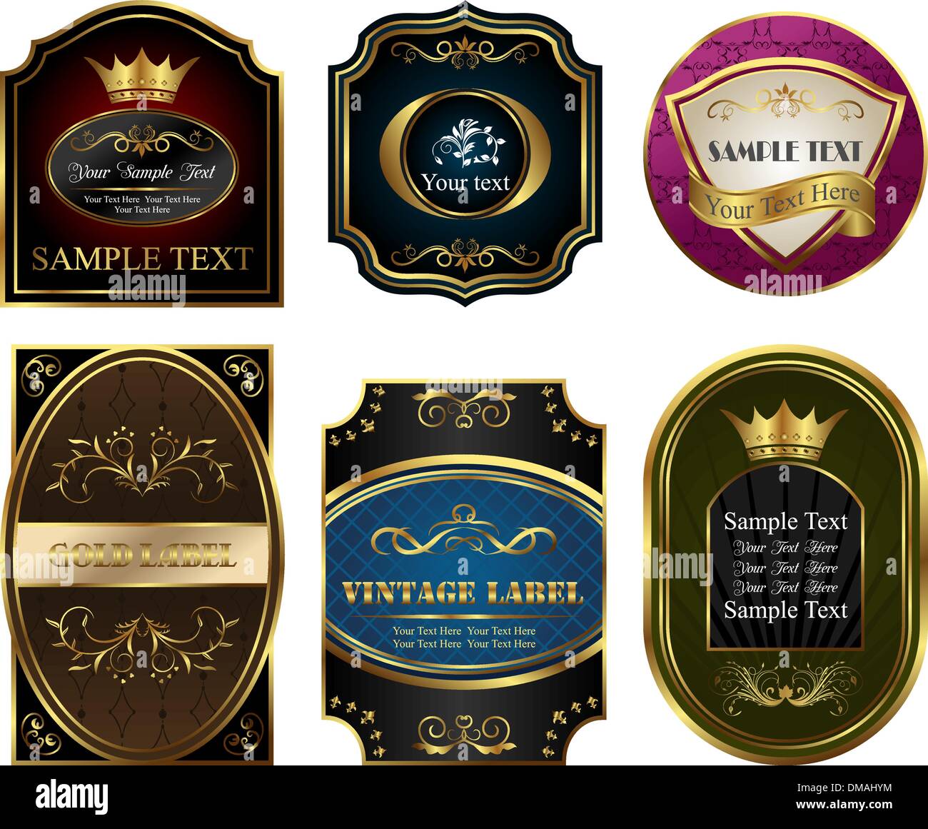 set colored gold-framed labels Stock Vector Image & Art - Alamy