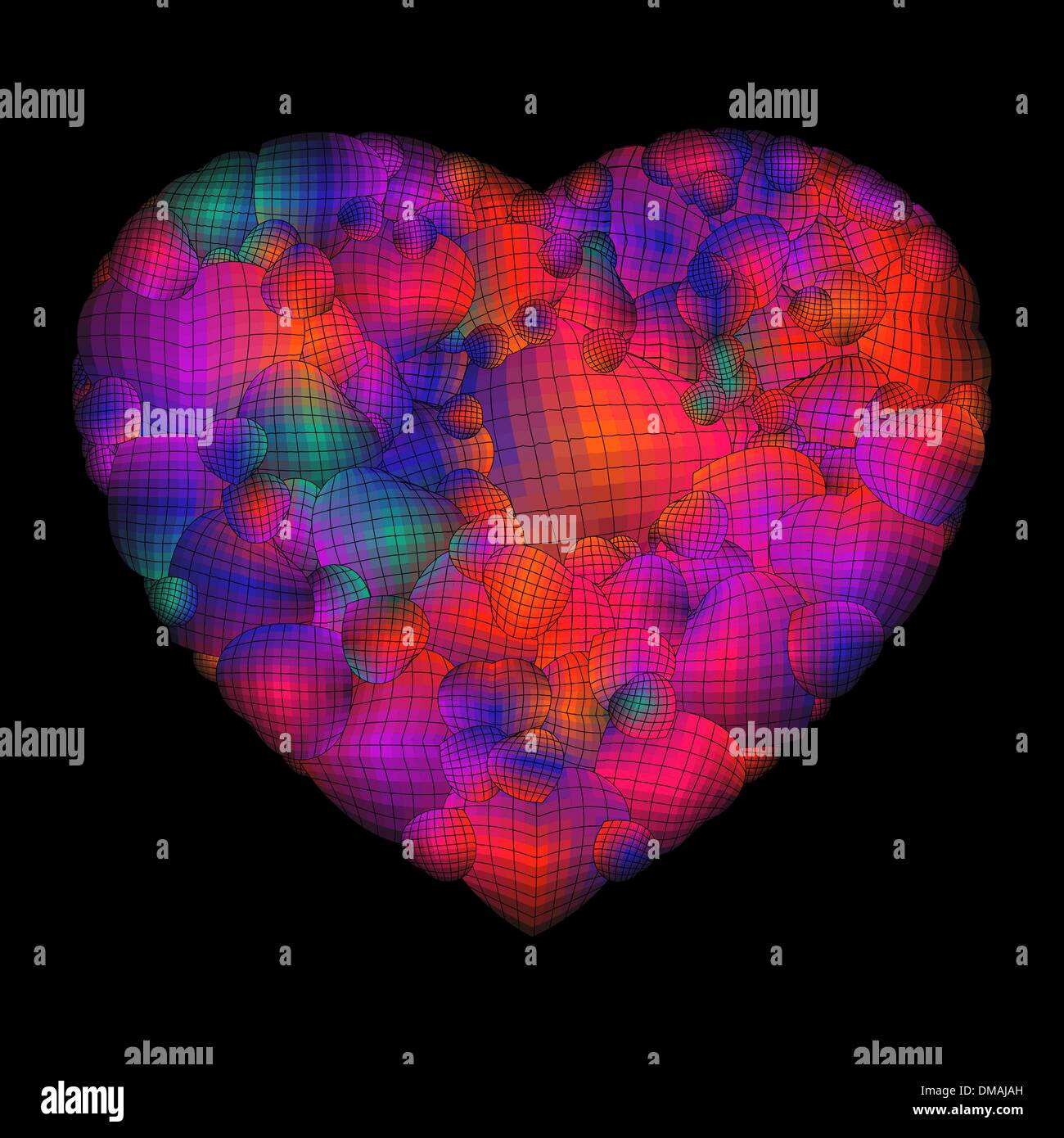 3D Abstract hearts on black background. EPS 8 Stock Vector Image & Art ...