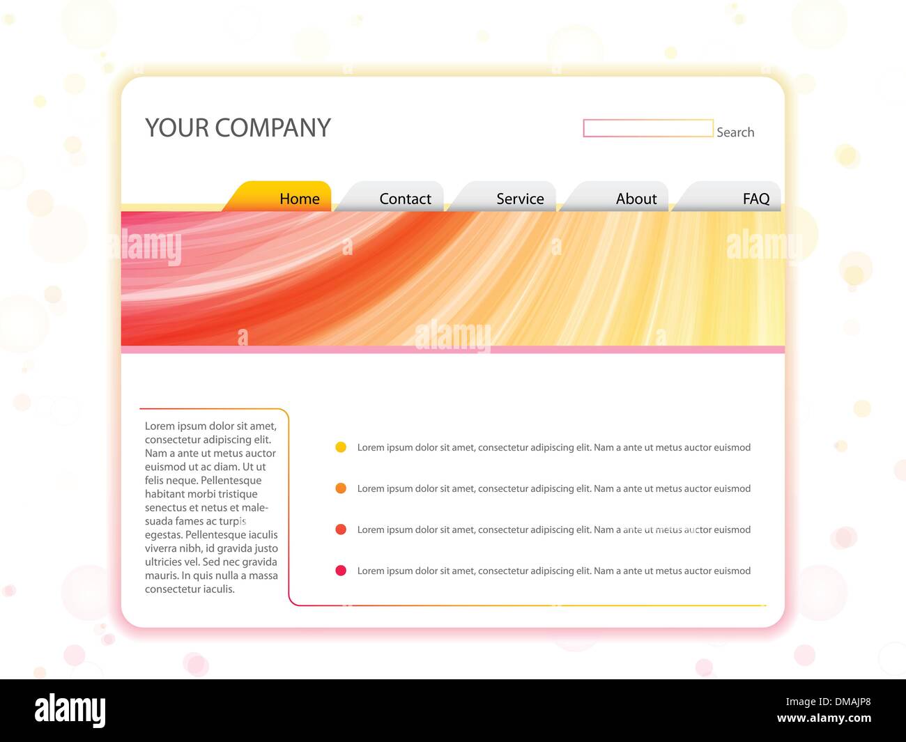White Website Layout Template in Red and Yellow Colors Stock Vector ...