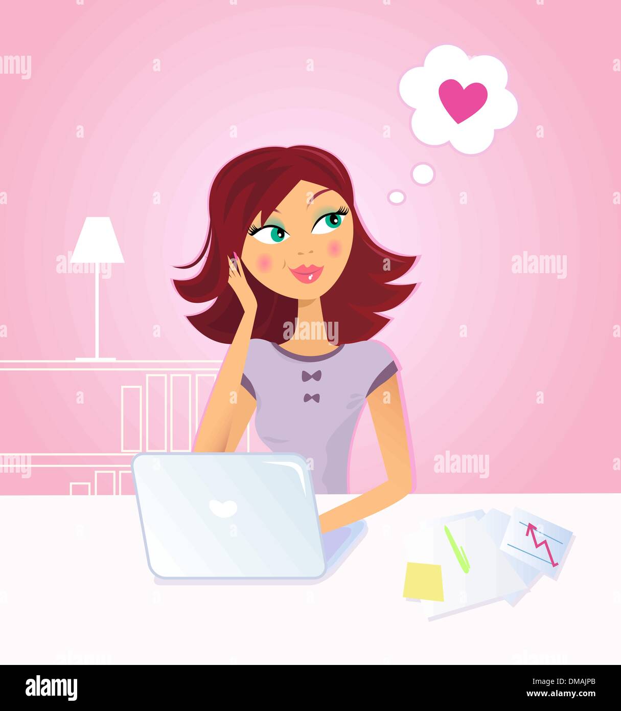 Girl Daydreaming Cartoon