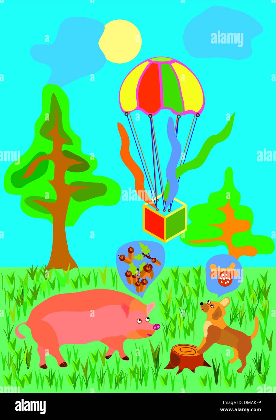 Pig with parachute Stock Vector Images - Alamy