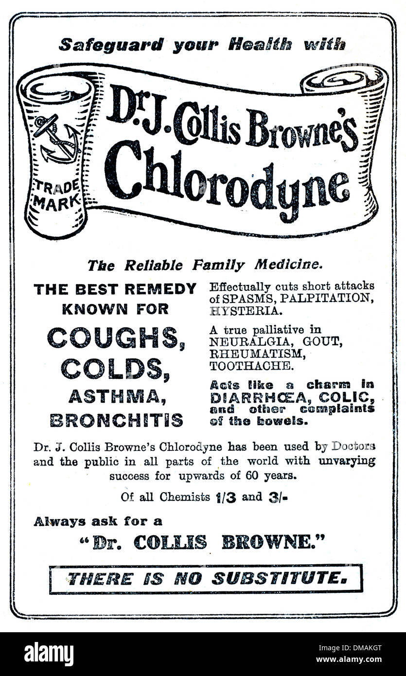 Old Advert Chlorodyne Dr Collis Browne Medicine Historical Archival ...