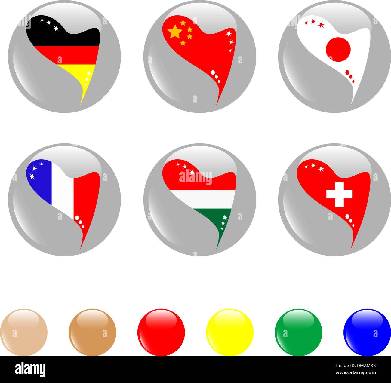 national heart flags icon shiny button - vector Stock Vector Image ...