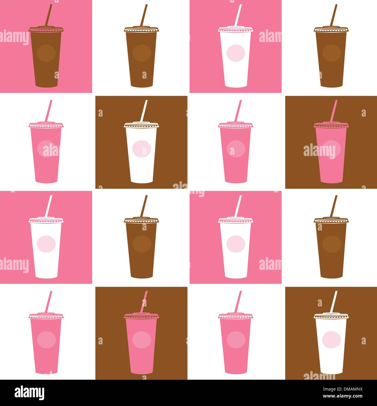 Fast food coffee cup background texture - pink and brown Stock Vector ...