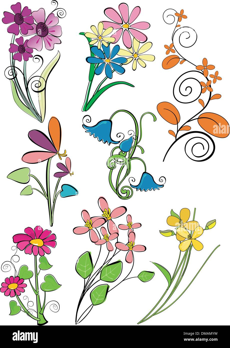 Flowers collection pattern on Stock Vector Images - Alamy