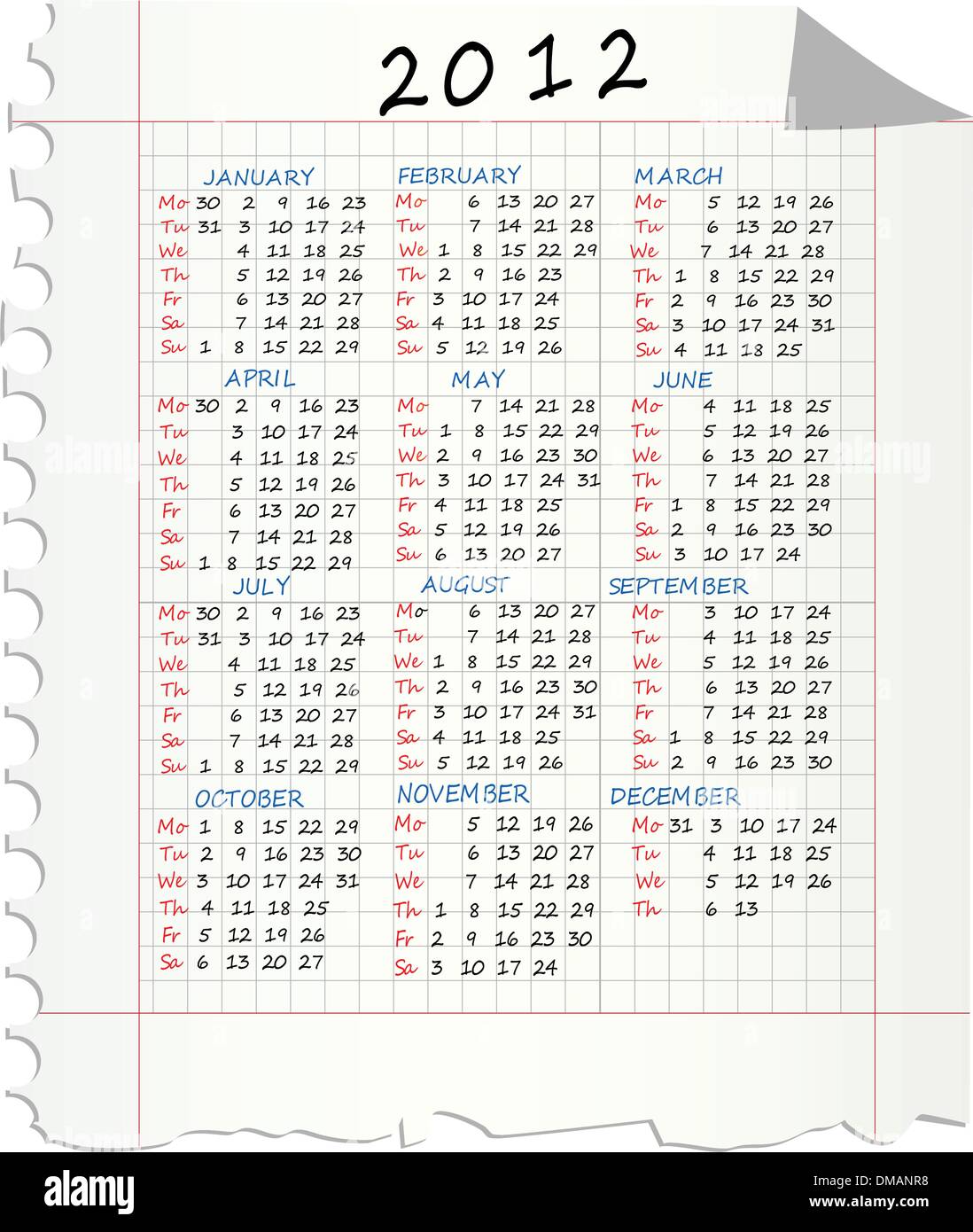 2012 diary Stock Vector Images - Alamy