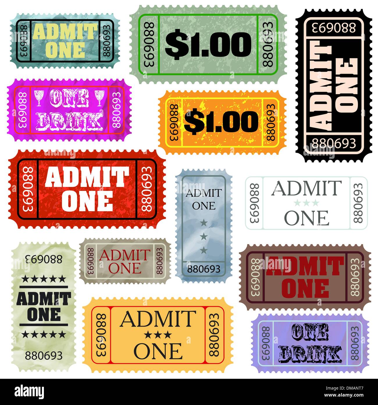 Tickets in different styles template set. EPS 8 Stock Vector Image ...