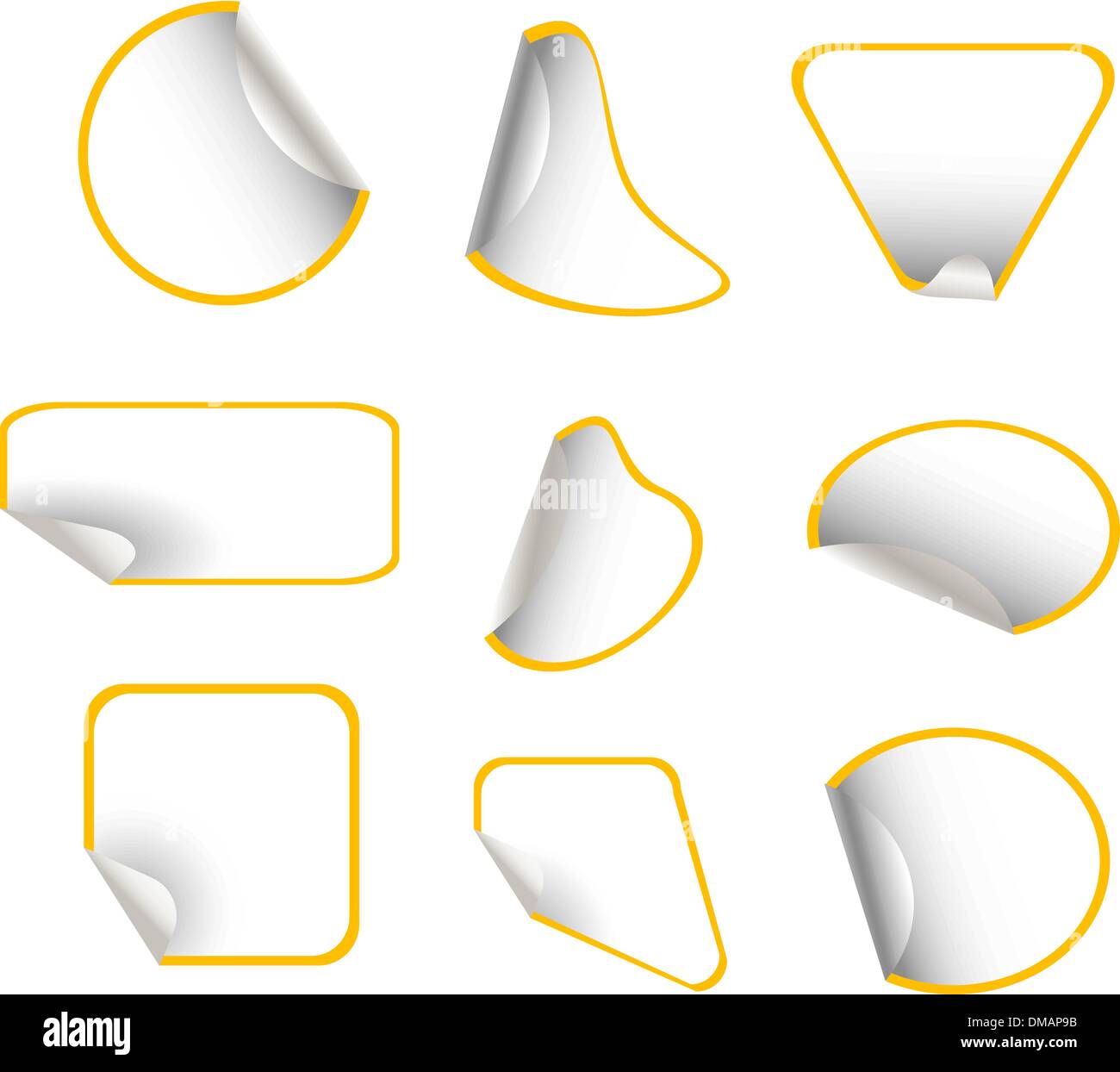 white sticker with yellow border set Stock Vector Image & Art - Alamy